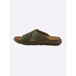 Pantolette Fischer, Herren, Gr. 40, gr&uuml;n (khaki), Lederimitat, Textil, Basic, Schuhe Pantolette
