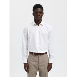 Langarmhemd Selected "SLHSLIMCLARK SHIRT LS NOOS", Herren, Gr. XL, N-Gr, wei&szlig; (hellwei&szlig;), Web, Obermaterial: 100% Baumwolle, unifarben, slim fit, 2-Knopf-Manschette, Hemden