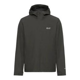 Regenjacke Jack Wolfskin "OUTROVERT 2L JKT M", Herren, Gr. L (52), flint, Web, Obermaterial: 100% Polyester. Futter: 100% Polyester, unifarben, Basic normal, mit verstellbarem Klettverschluss, Jacken Regenjacke, wasserdicht, atmungsaktiv, &Uuml;bergangsjacke
