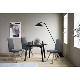 Polsterstuhl stressless "Laurel", blau (atlantic blau batick, eiche gekalkt), B:49cm H:105cm T:60cm, Leder BATICK: BATICK ist ein leicht korrigiertes, durchgef&auml;rbtes und genarbtes M&ouml;belleder, bei dem die meisten Unebenheiten und Spuren in der Regel entfernt wurden., St&uuml;hle, Polsterstuhl, High Back, Gr&ouml;&szlig;e M, mit schr&auml;ggestellten Beinen in Eiche gekalkt