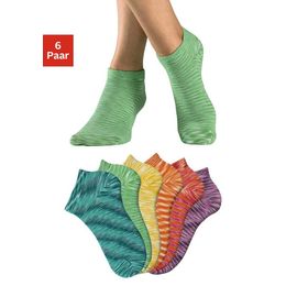 H.I.S. H.I.S Sneakersocken 'mit farbig bedrucktem Garnen, unterschiedliche Designs' mehrfarbig Gr. 35-38 f&uuml;r Damen. Elastisch. Nachhaltig.