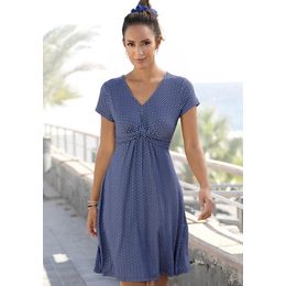 Vivance Jerseykleid 'mit geometrischem Print' mehrfarbig Gr. 42 f&uuml;r Damen. V-Ausschnitt und Allover-Druck. Figurumspielend. Nachhaltig.