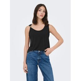 Jacqueline de Yong Tanktop JDY "JDYUFFA S/L TOP JRS NOOS", Damen, Gr. XL, schwarz, Jersey, Obermaterial: 62% Polyester, 33% Viskose, 5% Elasthan, unifarben, normal, Rundhals, Tops Tanktop