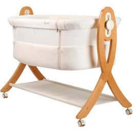 Beistellbett BABYGO "SidebySide, wei&szlig;/beige", Baby, Gr. Liegefl&auml;che B/L: 49cm x 85cm, kein H&auml;rtegrad, wei&szlig; (wei&szlig;, beige), Kunststoff, Massivholz, Babybetten, mit Schaukelfunktion