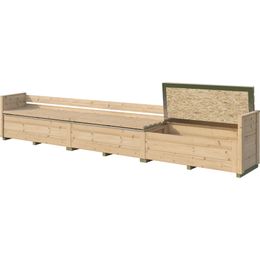 Sitztruhe Weka "optionale Erweiterung f&uuml;r Gartenhaus Killarney", naturbelassen, B:50cm H:63cm T:285cm, Massivholz, Sitzb&auml;nke, verschiedene Farben und Gr&ouml;&szlig;en