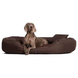 tierlando &reg; Orthop&auml;disches Hundebett SAMMY | Robuster Polyester | Dicke Umrandung braun 1,4 m, 30 cm, 1,05 m