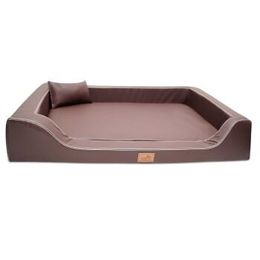 tierlando MELODY LATEX - Orthop&auml;disches LUXUS-Hundebett mit Anti-Haar Kunstleder braun 1,2 m, 22 cm, 85 cm