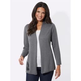 Strickjacke Classic Basics, Damen, Gr. 42, grau (grau, meliert), 40% Viskose, 30% Polyamid, 25% Polyester, 5% Kaschmir, meliert, Strickjacken Strickjacke
