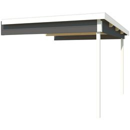 Schleppdach Lasita Maja "Zambezi 300", grau (carbongrau), B:2.600cm H:2.109cm T:3.248cm, Massivholz, Gartenhaus-Anbaud&auml;cher, Dachverl&auml;ngerung 28 mm