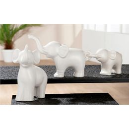 Tierfigur Gilde "Elefanten-Trio", wei&szlig;, B:14cm H:16,5cm T:8cm, Porzellan, Dekofiguren
