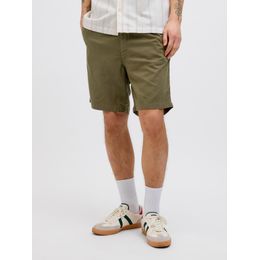 Jack & Jones Shorts JACK & JONES "JPSTJAIDEN CAMPAIGN HYBRIDBONDISHORT MID", Herren, Gr. M, N-Gr, gr&uuml;n (olive night), Web, Obermaterial: 80% Baumwolle, 20% Leinen, unifarben, relaxed fit knielang, Hosen Shorts