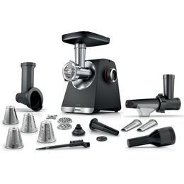 Bosch Fleischwolf "Serie 6 MFWS660B, 3,5kg/Min., Raspel, 2 Lochscheiben (3&8mm), schwarz", schwarz, B:20cm H:24,7cm T:24cm, Zerkleinerer, Fruchtpresse, 2 Stufen, 10 J Motorgarantie, Planetengetriebe