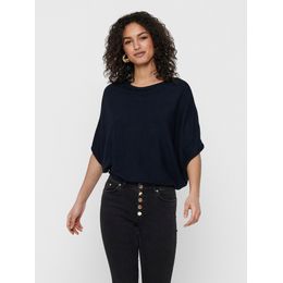 Jacqueline de Yong Strickpullover JDY "JDYNEW BEHAVE BATSLEEVE PULLOV. KNT NOOS", Damen, Gr. L, blau (sky captain detail:melange), Strick, Obermaterial: 60% Polyester, 25% Viskose, 15% Nylon, meliert, h&uuml;ftlang, U-Boot-Ausschnitt, gerader Abschluss, Pullover Strickpullover