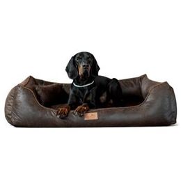 tierlando ALBERTO ORTHO Orthop&auml;disches Hundebett mit Velours Vintage braun 1 m, 25 cm, 75 cm