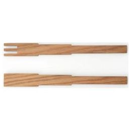 Salatbesteck CONTINENTA "Pixel", braun (holzfarben), Massivholz, Kochbesteck-Sets, Eichenholz, jedes St&uuml;ck ein Unikat