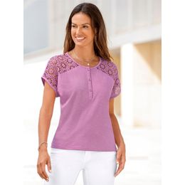 WITT Damen Spitzenshirt mit Knopfleiste, orchidee, Gr&ouml;&szlig;e 36