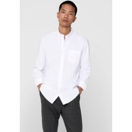 Only & Sons Langarmhemd ONLY & SONS "ONSALVARO SLIM LS OXFORD SHIRT NOOS", Herren, Gr. M, N-Gr, wei&szlig;, Web, Obermaterial: 55% Baumwolle, 45% Polyester, unifarben, schmal, Rundhals, &Auml;rmel mit &Auml;rmelschlitz 2-Knopf-Manschette, Hemden