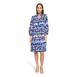 Sommerkleid Betty Barclay "Damen mit 3/4 Arm", Damen, Gr. 36, Normalgr&ouml;&szlig;en, blau, beige, Obermaterial: 100% Viskose, ausgestellt kurz, V-Ausschnitt, Kleider Sommerkleid