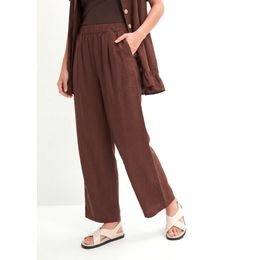 bonprix Culotte aus Leinen-Mix, braun, Gr.40, Culotte mit hochgeschnittenem Bequembund in 7/8-L&auml;nge, aus Leinen,Viskose