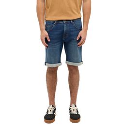 bonprix Mustang Chicago Slim Fit Stretch-Bermuda, blau, Gr.40, Moderne Slim Fit Jeans-Bermuda im Used Look mit Stretch-Komfort und klassischem 5-Pocket-Style, 83% Baumwolle