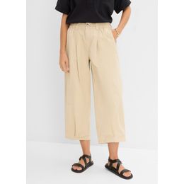 bonprix Barrel-Hose aus Baumwoll-Mix, beige, Gr.40, Modische Barrel-Hose mit Bequembund, 98% Baumwolle