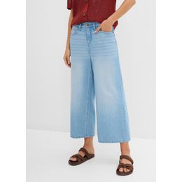 bonprix Wide-Leg-Jeans Mid Waist Bequembund, blau, Gr.40, Wide-Leg-Jeans Mid Waist, Bequembund, aus 100% Baumwolle
