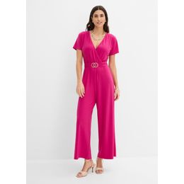 bonprix Jersey-Jumpsuit, pink, Gr.48/50 (XL), Moderner Jumpsuit mit G&uuml;rtel