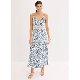 bonprix Maxikleid mit Spitzeneinsatz, blau, Gr.48/50 (XL), Stylisches Kleid mit toller Passform