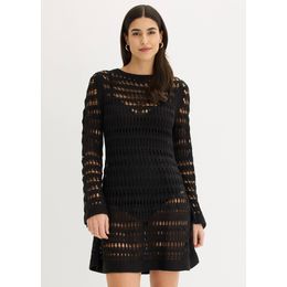 bonprix H&auml;kel-Kleid, schwarz, Gr.40/42 (M), Stylisches Kleid mit toller Passform