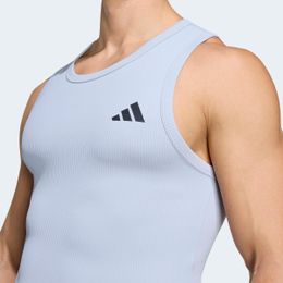 Tanktop adidas Performance "PRIMELIFT ESSENTIALS WORKOUT RIB TANK", Herren, Gr. L, halo silber, Obermaterial: 86% Polyester, 14% Elasthan, Rundhals, Tops Tanktop