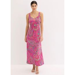 bonprix Maxikleid mit dekorativen Schmuck-Steinchen, pink, Gr.48/50 (XL), Elegantes Sommerkleid mit toller Passform