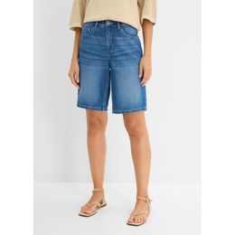 bonprix Jeans-Bermuda Mid Waist Bequembund, blau, Gr.36, Jeans-Bermuda Mid Waist, Bequembund, aus 100% Baumwolle