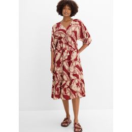 bonprix Kaftan-Kleid aus flie&szlig;ender Viskose, rot, Gr.38, Luftiges Kaftan-Kleid mit sch&ouml;nen Details, aus Viskose