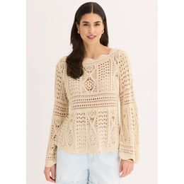 bonprix Strickshirt aus Spitze, beige, Gr.36/38 (S), Stylisches Shirt mit toller Passform