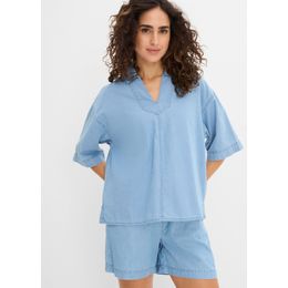 bonprix Jeans-Tunikabluse aus Bio-Baumwolle, blau, Gr.46, Jeans-Tunikabluse aus Bio-Baumwolle, 100% Baumwolle (organic)