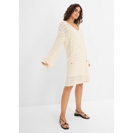bonprix Mini-Strickkleid, wei&szlig;, Gr.40/42 (M), Modernes Minikleid im Sommer-Strick, 50% Baumwolle