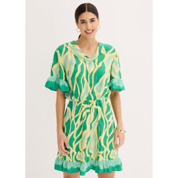 bonprix Chiffonkleid mit R&uuml;schen, gr&uuml;n, Gr.48, Stylisches Kleid mit toller Passform