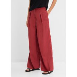 bonprix Sommerliche Bundfaltenhose aus Viskose-Mix, rot, Gr.40, locker geschnittene Marlenehose mit B&uuml;gelfalten, aus Viskose