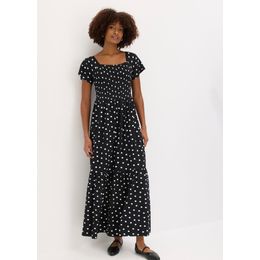 bonprix Maxikleid aus nachhaltiger Viskose, schwarz, Gr.36/38 (S), sommerliches Maxikleid mit modischem Print, aus Viskose