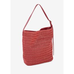 bonprix Beuteltasche in Strohoptik, rot, Gr.37x40 cm, Sch&ouml;ne, sommerliche Beuteltasche in Strohoptik - ein idealer Shoppingbegleiter., aus Stroh/Strohoptik