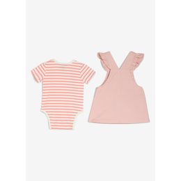 bonprix Body und Latzkleid aus reiner Baumwolle (2-tlg.Set), rosa, Gr.92/98, 2-Teiliges Set mit Latzkleid und Body, Body: 100% Baumwolle