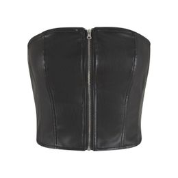 Tanktop Urban Classics "Urban Classics Ladies Synthetic Leather Bandeau Top", Damen, Gr. XL, schwarz, 100% Polyester, unifarben, skinny fit, Tops Tanktop