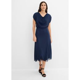bonprix Jerseykleid aus softem Mesh, blau, Gr.48/50 (XL), schickes Jersey- Kleid aus Mesh