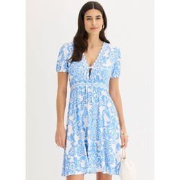 bonprix Jerseykleid mit tiefem Ausschnitt, wei&szlig;, Gr.36/38 (S), Stylisches Kleid mit toller Passform