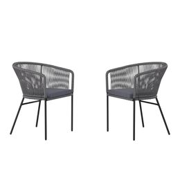 Ambia Garden Gartensessel-Set, Grau, Schwarz, Metall, Textil, 56x72x59 cm, Gartenm&ouml;bel, Gartenst&uuml;hle, Gartenst&uuml;hle