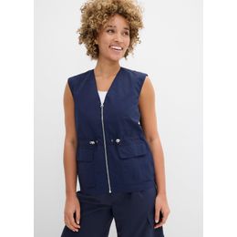 bonprix Weste mit Tunnelzug, blau, Gr.46, Weste mit weitenregulierung in der Taille