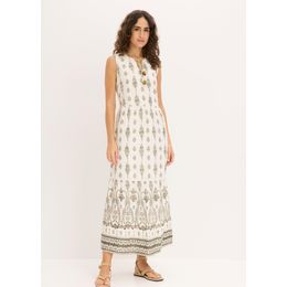 bonprix Maxikleid aus flie&szlig;ender Viskose, wei&szlig;, Gr.46, Ohne &Auml;rmel und mit Bindeband am Ausschnitt