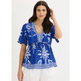 bonprix Bluse aus flie&szlig;ender Viskose, blau, Gr.52, Stylische Bluse mit toller Passform