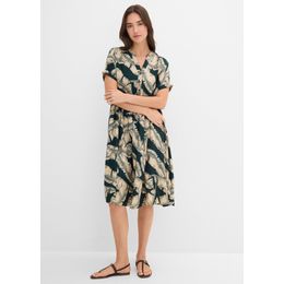 bonprix Midi Kaftan-Kleid aus flie&szlig;ender Viskose, gr&uuml;n, Gr.44, Lockeres Midi-Kleid mit Printdesign