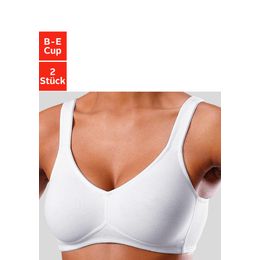 Soft-BH Petite Fleur, Damen, Gr. 100, Cup E, schwarz (schwarz, wei&szlig;), Trikot, Obermaterial: 95% Baumwolle, 5% Elasthan, BHs Soft-BH, ohne B&uuml;gel, Baumwolle &ndash; auch ideal f&uuml;r gro&szlig;e Gr&ouml;&szlig;en, Topseller